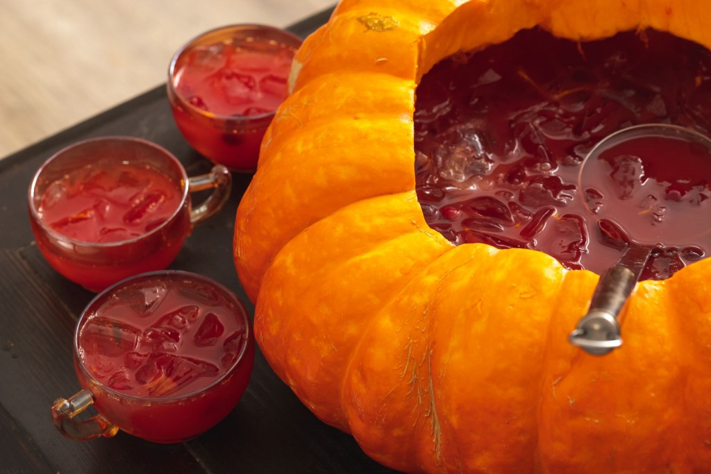 DIY Pumpkin Punch Bowl & Cranberry Punch - Sweet Life