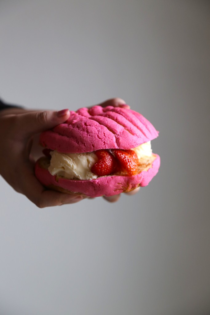 Strawberry Lime Concha Ice Cream Sandwiches - Sweet Life