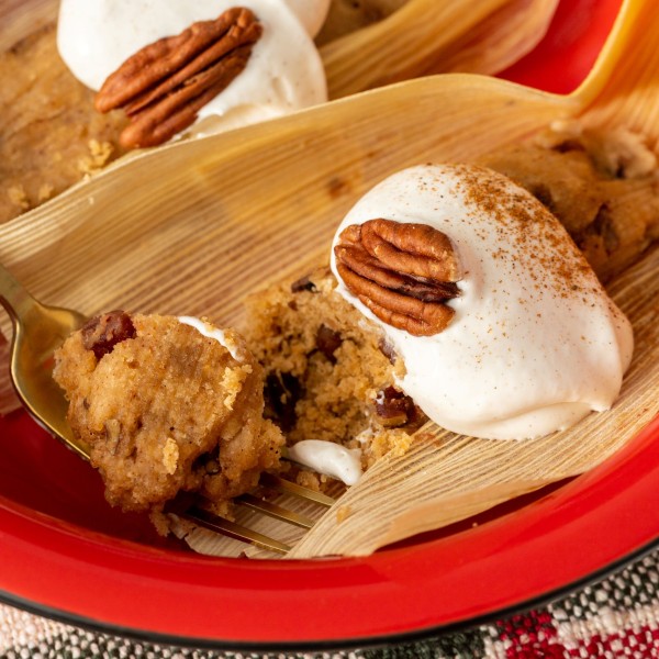 Pecan Cajeta Tamales with Cinnamon Whipped Cream - Sweet Life